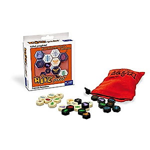 Smart Zone Games Hive Pocket Portable Strategic Board Game for 2 Players – Includes Ladybug & Mosquito Expansions – Compact Travel Version of The Award-Winning Hive Game