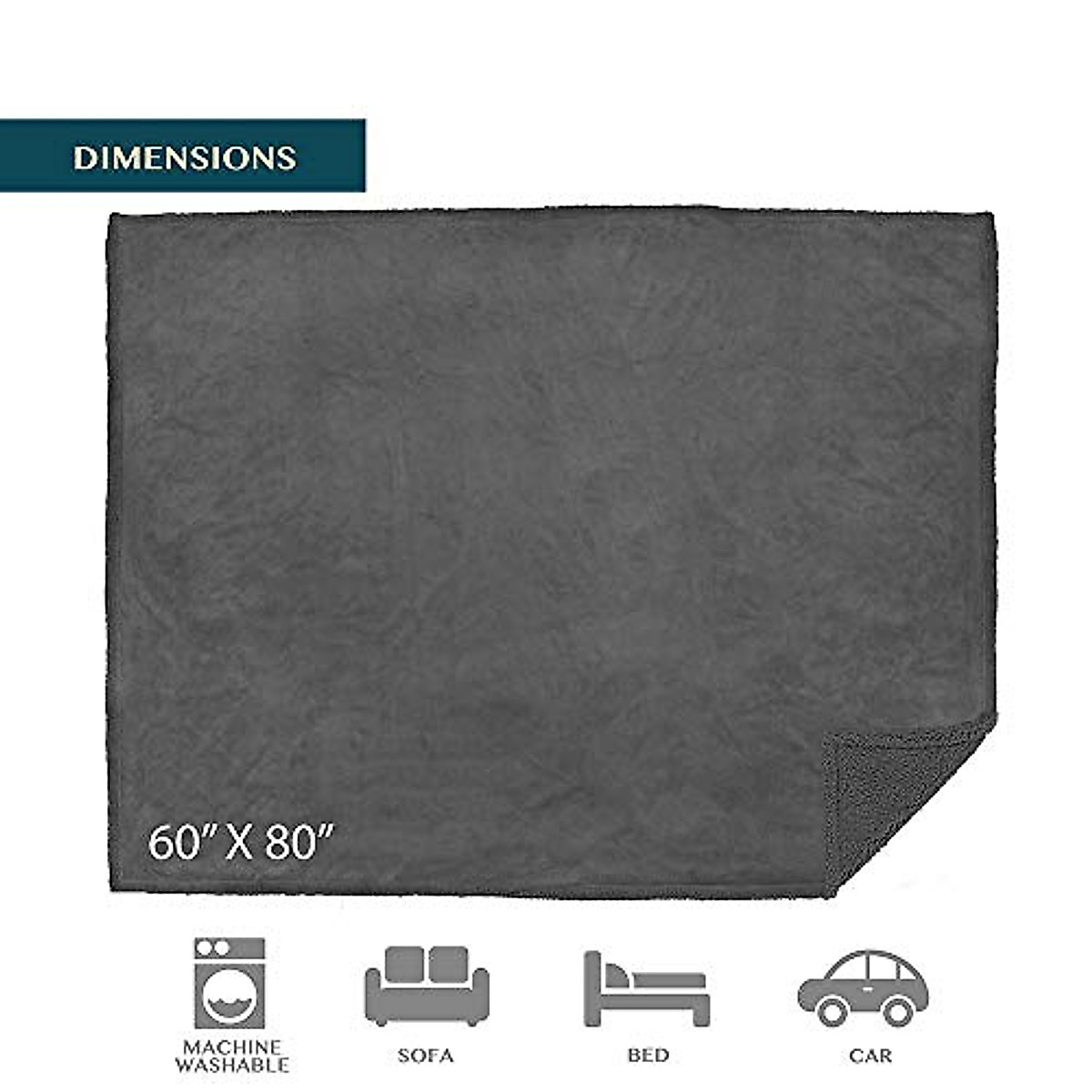 PAVILIA Waterproof Blanket for Couch, Sofa | Waterproof Dog Blanket for Large Dog, Puppy, Cat | Pet Blanket Protector | Plush Soft Warm Fuzzy Sherpa Blanket Bed Throw, Dark Grey, 60x80