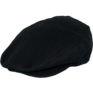 Men's Premium Wool Blend Classic Flat Ivy Newsboy Collection Hat (Black, Large)