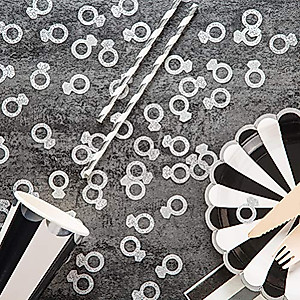 MOWO Silver Diamond Ring Paper Confetti Table Decor and Event Decor, Silver Glitter, 200 Count