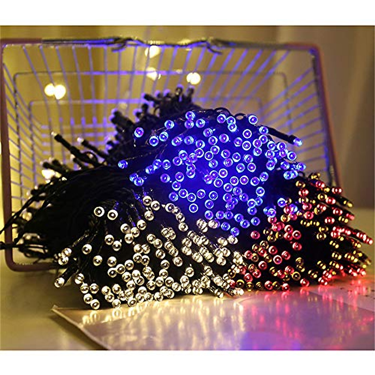 Solar String Lights, 400 LED 144ft July 4th Lights String, Outdoor String Lights, Independence Day Lights String 8 Modes Waterproof Outdoor Decor for Home Party Garden Patio Yard Holidday Lawn R/W/B