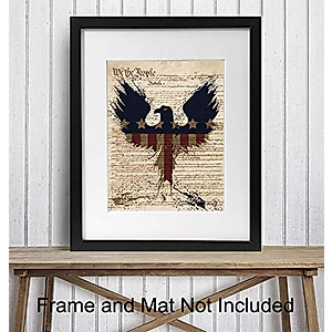 American Pride Dictionary Wall Art - 8X10 US Constitution Poster for Office or Home Decor - Patriotic Gift for Americana Fans - Vintage Decoration - Memorial, Veterans Day or 4th of July Print
