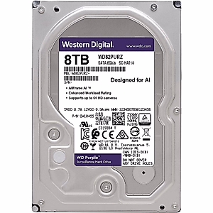 Western Digital - WD 8TB Purple Surveillance Internal Hard Drive - 7200 RPM Class, SATA 6 Gb/s, 256MB Cache, 3.5", Crypto Chia Mining - WD82PURZ - BROAGE HDMI Cable, Solid State Drive