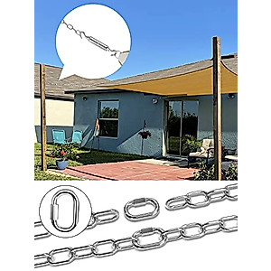 TooTaci Sun Shade Sail Hardware Kit with Chains 1M× 4pcs,Heavy Duty Shade Sail Hardware Kit Rectangle 6 inch with Stainless Steel Hanging Chains 1/8 for Sun Sail Installation,Outdoor Canopy,Pergola