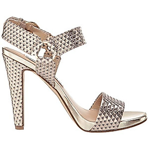 Karl Lagerfeld Paris Women's Cieone Dressy Heeled Sandal, Gold Triangle Metallic, 7.5