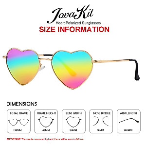 Polarized Heart Sunglasses for Women Fashion Lovely Style Metal Frame UV400 Protection Lens (Gold/Rainbow Mirror)