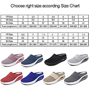 hwojjha Women's Air Cushion Slip-On Walking Shoes-Orthopedic Diabetic Walking Shoes, Breathable with Arch Support Knit Casual Shoes, Casual Air Cushion Platform Mesh Mules Sneaker Sandals (Grey, 8)