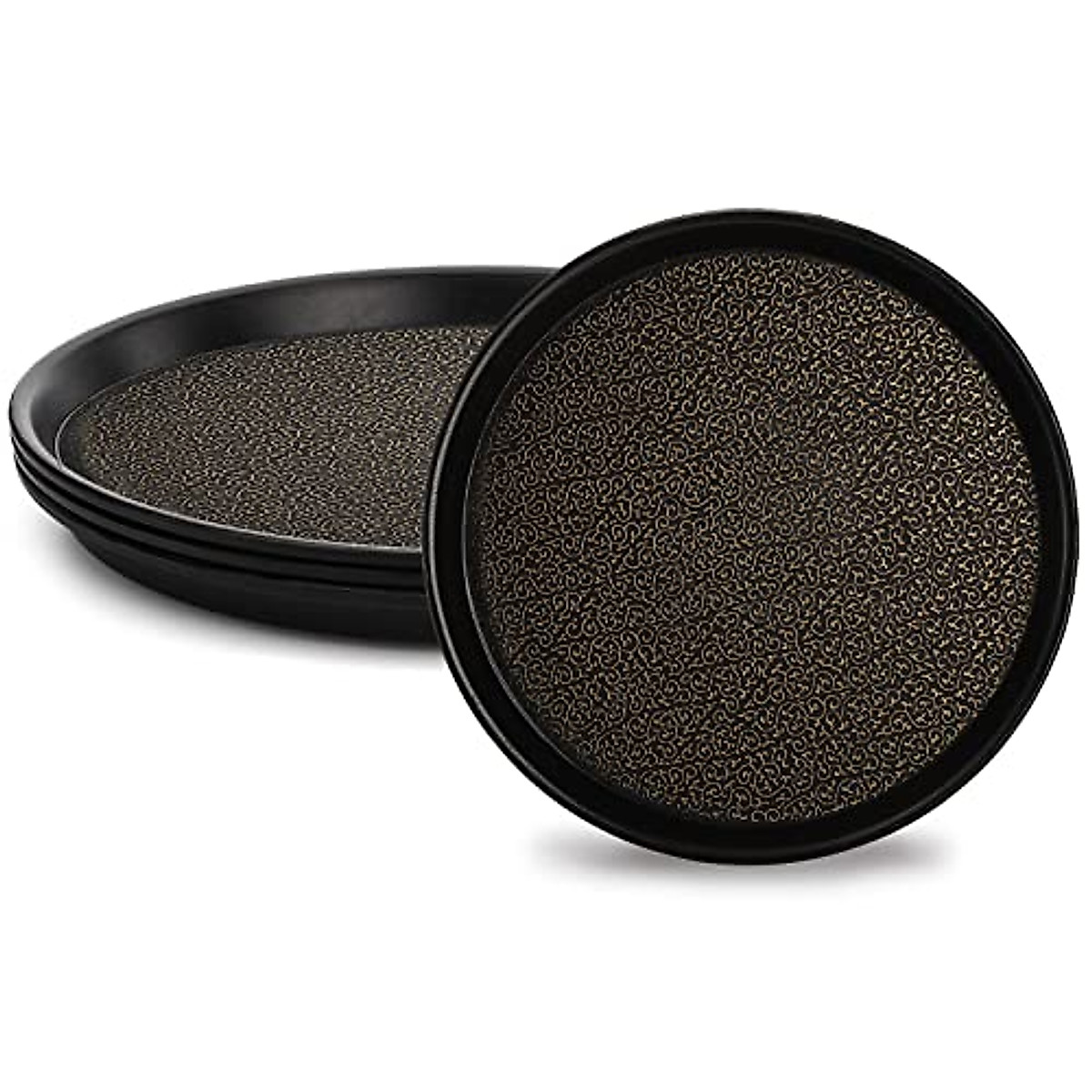 Frcctre 4 Pack Restaurant Serving Tray, 12 Inch Plastic Round Serving Trays Non-Slip Cafeteria Trays, Fast Food Tray Food Serving Trays Server Tray for Home, Party, Events