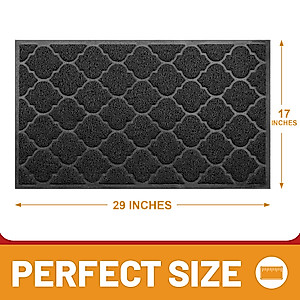 Door Mat Outdoor, 29x17, Welcome Mats for Entryway, Front Doormat for Home Entrance, Patio, Garage, RV Mats for Outside, Indoor Floor Mat, Durable, Non-Slip, Catches Muddy and Dirt(Black)