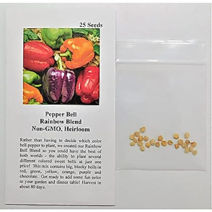 David's Garden Seeds Pepper Bell Rainbow Blend FBA-00049 (Multi) 25 Non-GMO, Heirloom Seeds
