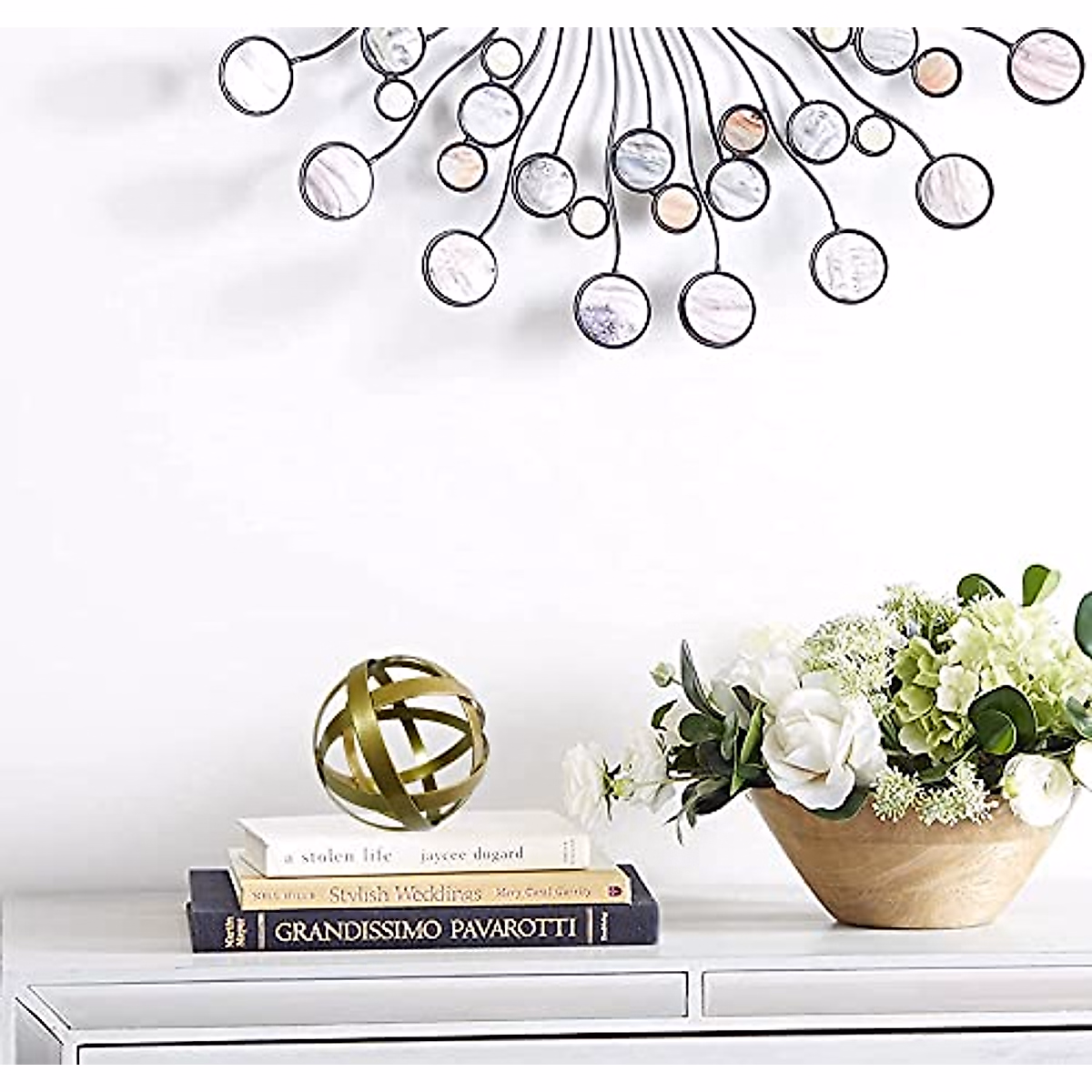 Decorative Sphere - Metal Band Sphere - Home Decor Accents - Tabletop Decorations for Living Room (Gold)