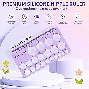 Nipple Ruler, Nipple Ruler for Flange Sizing & Breast Pump Size - New Mothers Must Haves, Soft Silicone Circle Templates Nipple Measurement Tool with Holes & Millimeter Scale for Flange Size Measure