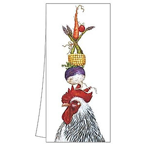 Vicki Sawyer Hand Towels - Set of 3 - Ida, The Crucial Pea, Lulu and her Lunch - Decorative Dish Towels - Cow Kitchen Towels - Pig Kitchen Towels