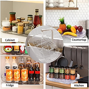 MadeGlad Lazy Susan Turntable for Refrigerator, 16”x11” Clear Rectangular Slide Out and 360° Rotating Organizer Food Storage for Fridge, Pantry, Cabinet, Countertop