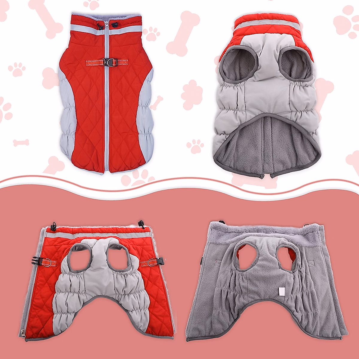 Lelepet Warm Dog Winter Coat Dog Coat Fleece Dog Jacket with Built in Harness Windproof Dog Cold Weather Coats Reflective Turtleneck XXLarge Dog Coat Waterproof Dog Coats for Small Medium Large Dogs