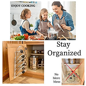 Evelots 6 Pot Lid Organizer for Cabinet or Pantry Wall - Cupboard Door Pots and Pans Organizer - Glass or Metal Pan Covers Cabinet Organizer - Rack Hanger Dividers - Set of 2