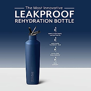 BrüMate ReHydration - 100% Leakproof 25oz Insulated Water Bottle with Straw - Stainless Steel Water Canteen (Matte Navy)