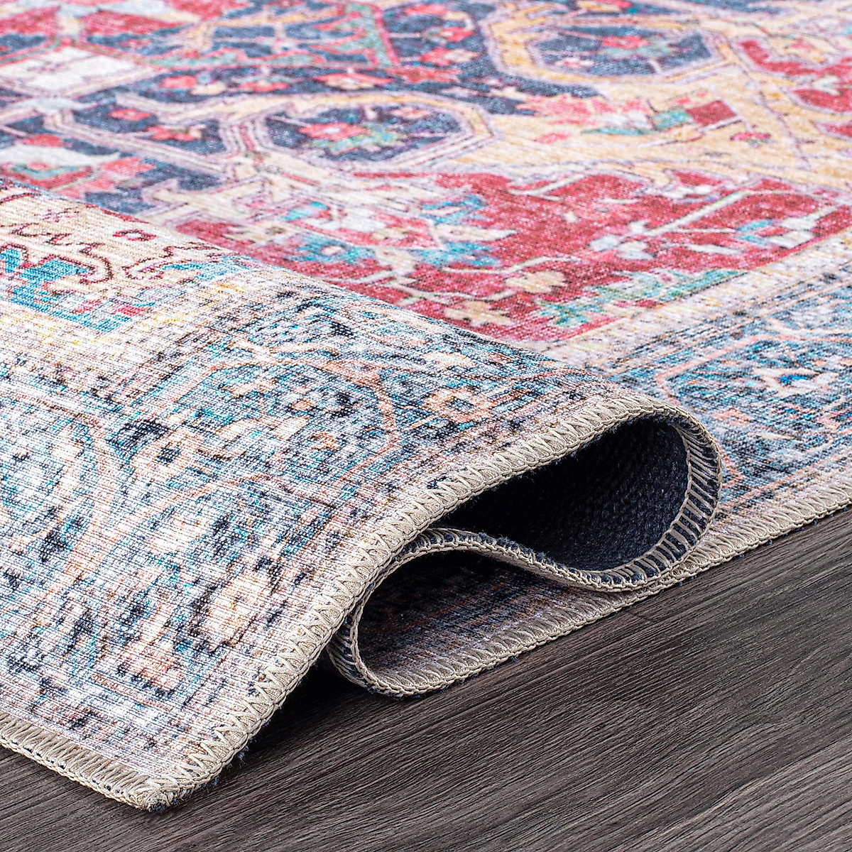 Rugshop Traditional Distressed Vintage Stain Resistant Flat Weave Eco Friendly Premium Recycled Machine Washable Area Rug 2'1"x3' Multi