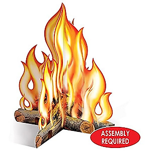 Beistle Three Dimensional Cardstock Paper Campfire Centerpiece Summer Camping Theme Western Party Decorations, 12", Brown/Orange/Yellow