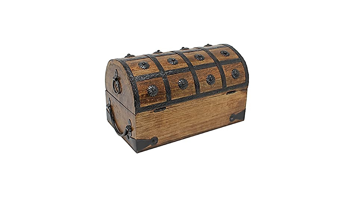 Authentic Pirate Treasure Chest - Wooden Box with Iron Lock