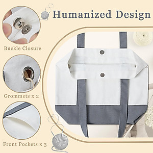 LeCorner Yarn Bag, Canvas Tote Crochet Bag Organizer, Lightweight Yarn Storage Knitting Bag for Crocheting, Portable Travel Crochet Bags and Totes, Crochet Accessories, Knitting Kit Holder