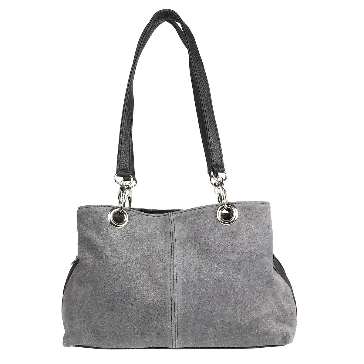 Girly HandBags Womens Italian Suede Leather Shoulder Bag Dark Grey
