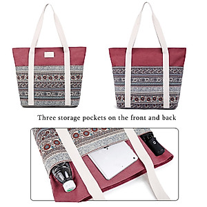 ArcEnCiel Canvas Tote Womens Shoulder Handbag with Purse (Maroon)