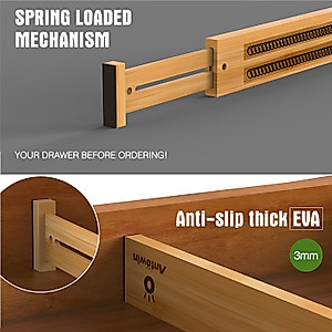 ANTOWIN Bamboo Drawer Dividers Organizers, Drawer Separators Splitter,17-22 inches Long Adjustable Spring-loaded Organizer for Large Utensil, Clothes, Tools Drawers (4+4)