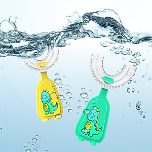 Ysglory Kids U-Shaped Toothbrush Toddler U-Shaped Toothbrush Manual Whole Mouth Toothbrush Age 2-6 & 6-12 360° Oral Teeth Cleaning Design (4 PCS)