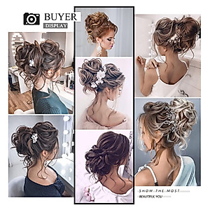Earfodo Messy Bun Hair Piece, Messy Hair Bun Scrunchies for Women Tousled Updo Bun Synthetic Wavy Curly Chignon Ponytail Hairpiece for Daily Wear(27/613#:Strawberry Blonde & Bleach Blond Mixed)…