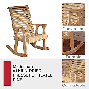 Amish Heavy Duty 600 Lb Roll Back Pressure Treated Rocking Chair (Unfinished)