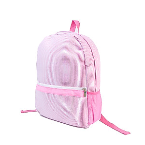 MT WORLD Personalized Toddler Backpack Preschool Backpack Daycare Backpack Child Backpack Preppy Packpacks Kids Bookbags Seersucker Toddler Bookbag(Pink)