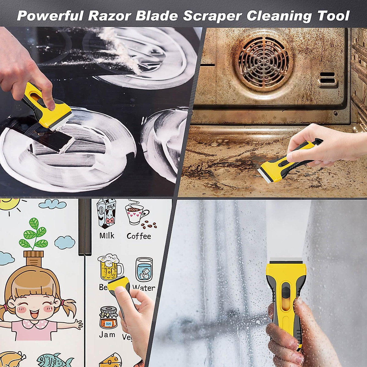 Rerdeim Razor Blade Scraper Tool With 20pcs Extra Blades, Razor Scraper For Cleaning Glass,Stove Top, Cooktop, Window, Oven, Paint, Sticker, Tile, Non Scratch