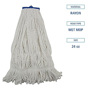 Boardwalk BWK824R 24 oz. Lie-Flat Rayon Fiber Mop Head - White (12/Carton)