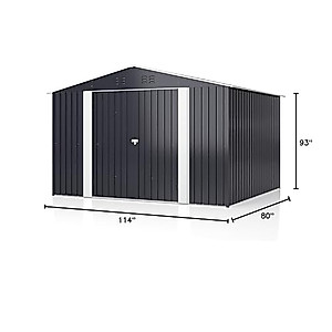 AirWire 10x8 FT Metal Storage Shed, Large Outdoor Shed with Updated Frame Structure, Garden Tool Sheds for Backyard Patio Lawn, Grey