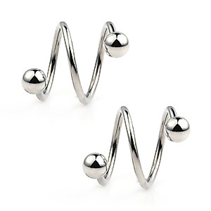 Ruifan 16G Stainless Steel Double Twist Ear Plug Earring Spiral Helix Stud Lip Ring Body Piercing Jewelry 10mm 6Pairs