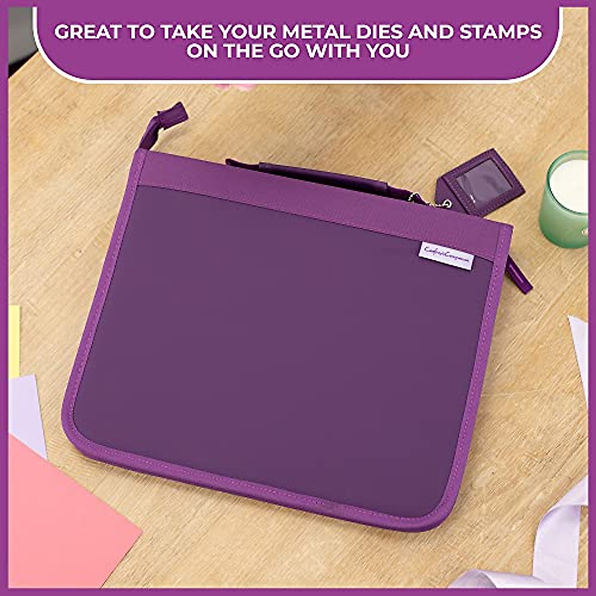 Metal Die & Stamp Storage Folder Large - Holds Panels 8.5 x 11 inches - Includes Zip Closure Perfect for Crafting on The Go by Crafter’s Companion