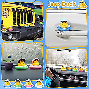 Rubber Ducks for Dashboard, Self Adhesive Rubber Ducks Car Ornaments with Hat Necklace and Sunglasses, Funny and Cool (12, Cool Rubber Duck)