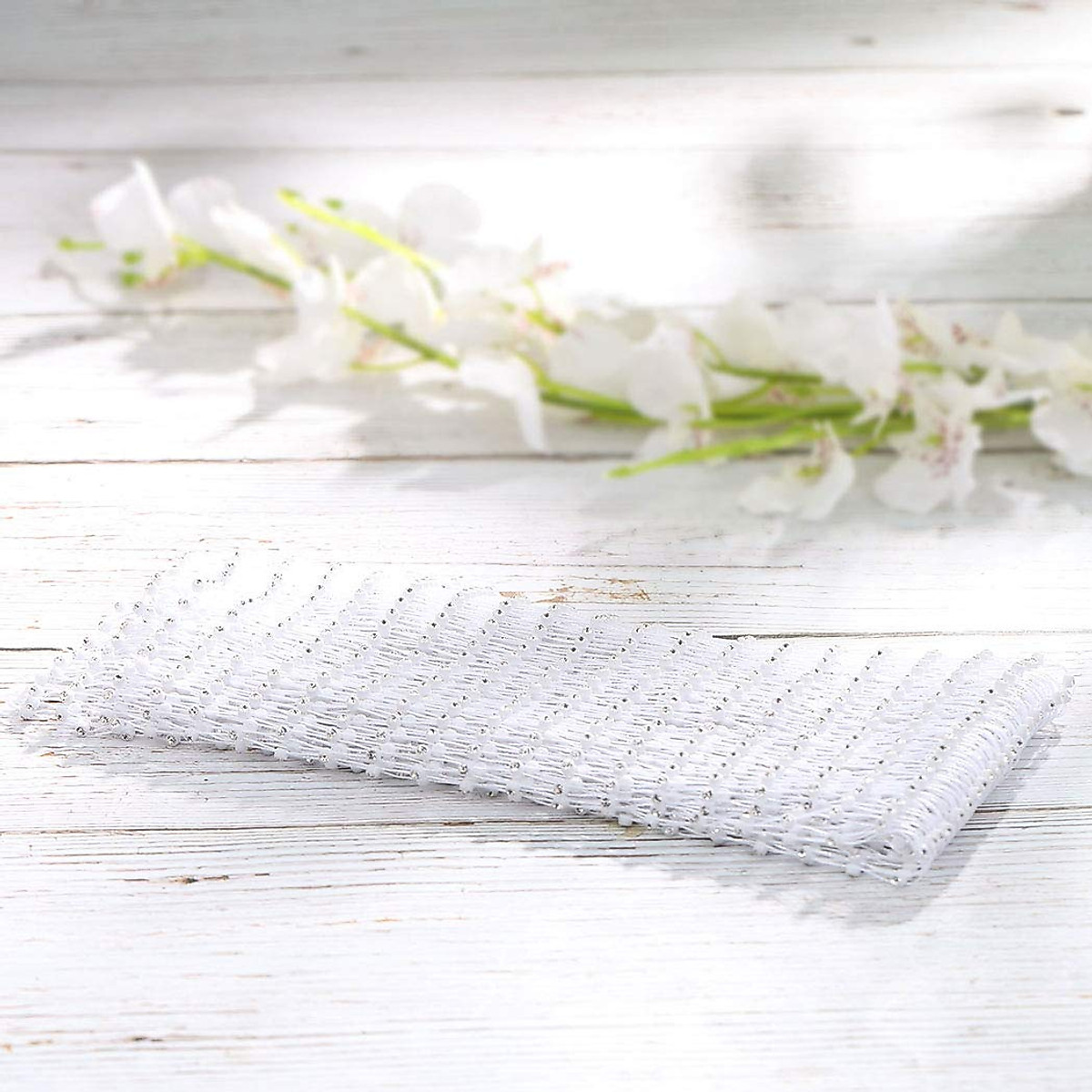 DRESBE Rhinestone Mesh Body Chains Hollow Tank Tops Bikini Crop Top Party Body Jewelry Accessories for Women (White-O Neck-M)