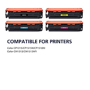 125A Toner Cartridge 4-Pack Compatible for HP 125A CB540A CB541A CB542A CB543A Black Cyan Yellow Magenta Toner Cartridge Bundle for Color Laserjet CP1215 CP1515N CP1518NI CM1312 CM1312NFI Printer
