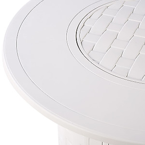 Round 44 in. x 44 in. Aluminum Propane Fire Pit Table with Glass Beads, Two Covers, Lid, 57,000 BTUs in White Finish