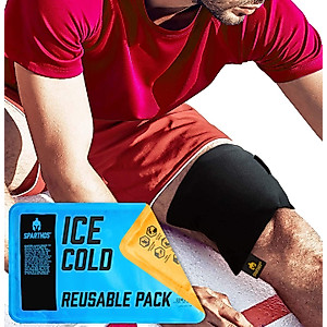 Sparthos Kinesiology Tape [Sunny Yellow - 16.4ft Uncut Roll] x Ice Packs for Injuries [Size Medium + Cover]