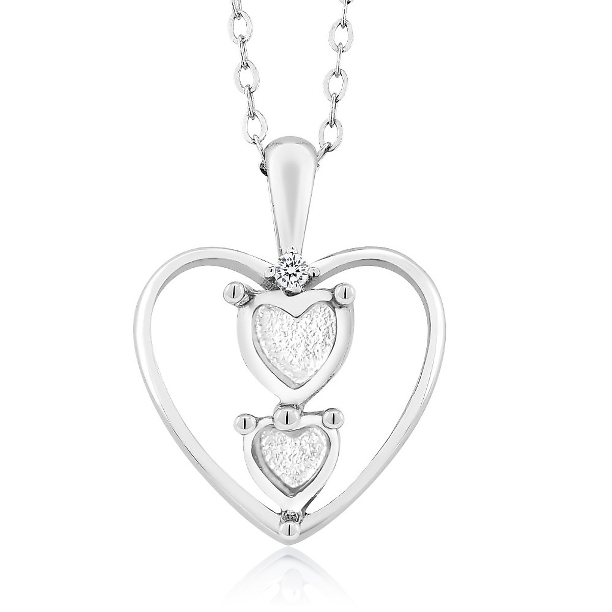 Gem Stone King 925 Sterling Silver Customized and Personalized Gemstone Birthstone and Lab Grown Diamond Love Mothers Heart Shape Pendant Necklace For Women with 18 Inch Silver Chain