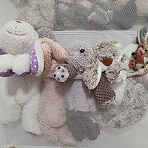 YYCWYSH Stuffed Animal Storage,Over The Door Organizer Storage Large Plush Toy Organizer with 4 Large Pockets, Stuffed Animal Net or Hammock Baby Accessories Holder for Girls Boys Kids Room White