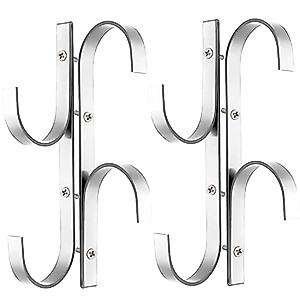 katikies Pool Pole Hanger Aluminium Holder Set, Ideal Equipment Hooks for Telescopic Poles, Skimmers, Leaf Rakes, Nets, Brushes, Vacuum Hose, Garden Tools and Swimming Pool Accessories (4-pcs)