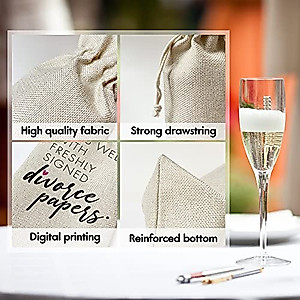 Divorce Wine Gift Bags - for Divorce Party, Break Up Congratulations - Reusable Burlap With Drawstring Gift Bag (5.5"x 13.5")-1 Pcs/jiu043