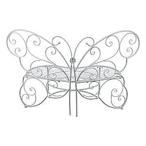 Alpine Corporation 62"L Indoor/Outdoor 2 Person Metal Butterfly Shaped Garden Bench, White