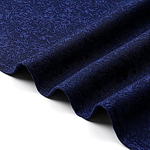 Wekwch Navy Blue Rectangle Jacquard Tablecloth Wrinkle Resistant Fabric Table Cloth for Parties Kitchen Dinning and Outdoor Use 60 Inch by 84 Inch