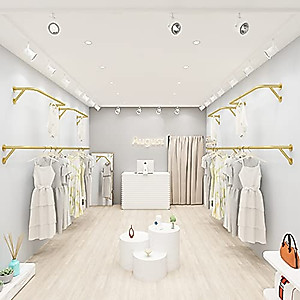 Wall-Mounted Clothing Garment Rack, Modern Simple Clothing Store Display Stand Garment Bar, Multi-purpose Hanging Rod Metal Pipe Clothes Rack, Closet Storage Clothes Organizer Towel Rack Clothes Rai