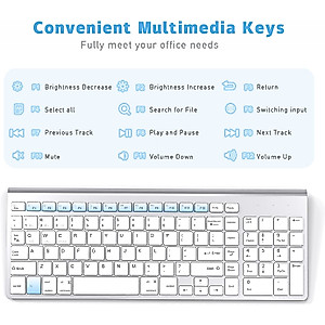J JOYACCESS Bluetooth Keyboard, Multi-Device Wireless Keyboard with Number Keypad, Wireless Keyboard Compatible with iMac, Mac, Apple, MacBook Air/Pro,Laptop, Android, Windows,Computer-Silver